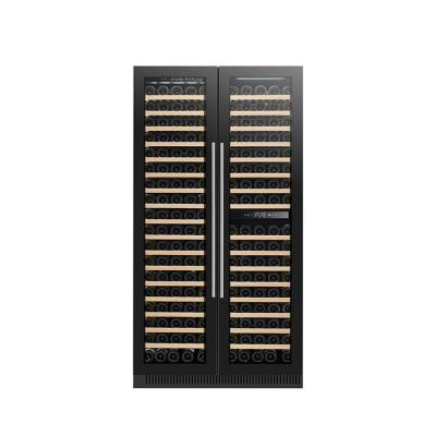 China Electronic Temperature Wine Display Cooler With Glass Door And Wood Shelving Material for sale