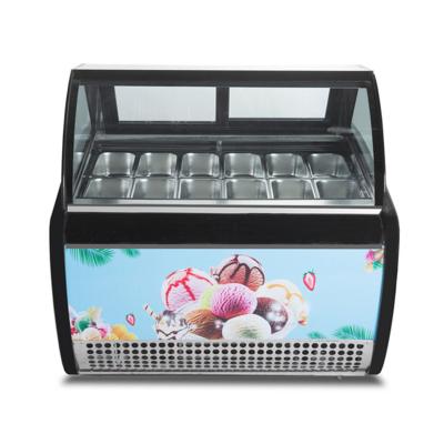 China Edelstahl-Eis-Display-Vitrine mit individueller Pan Quantität und Schiebetür zu verkaufen