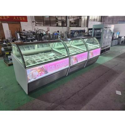 China Edelstahl-Eis-Display-Vitrine mit individueller Pan Quantität und Schiebetür zu verkaufen