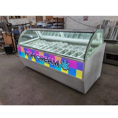 China Edelstahl-Eis-Display-Vitrine mit individueller Pan Quantität und Schiebetür zu verkaufen