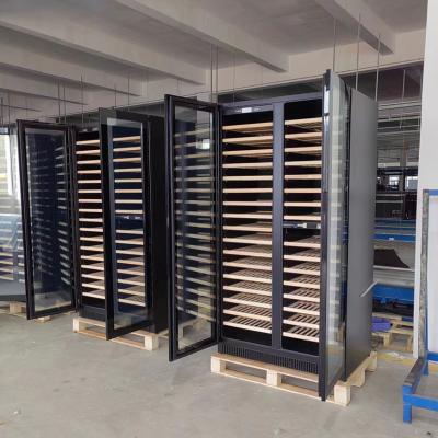 China 185 Bottles Wine Display Cooler Dual Zone Electric Glass Door Model LD-185D for sale