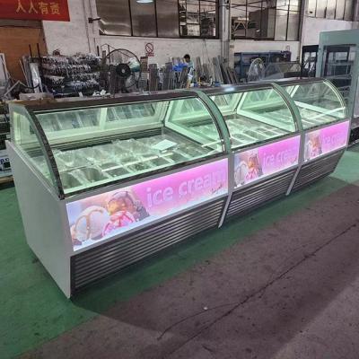 China Commercial 16 Pans Ice Cream Display Freezer Ice Cream Dipping Cabinet Freezer for sale
