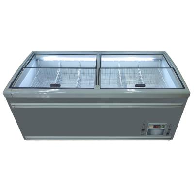 China White / Grey Supermarket Island Freezer With Automatic Defrost For Grocery Store for sale