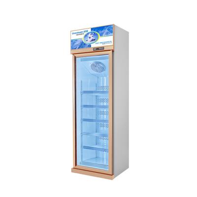 China Movable 2 Glass Door Beverage Showcase With Heating Fuse Defrost System Upright Freezer Display Showcase for sale
