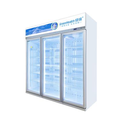 China Movable 2 Glass Door Beverage Showcase With Heating Fuse Defrost System Upright Freezer Display Showcase for sale