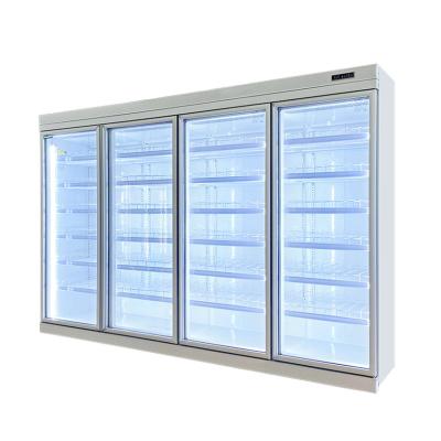 China Commercial -18C Self - Contained Upright Display Glass Door Freezer For Frozen Food for sale