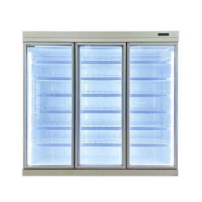China Commercial -18C Self - Contained Upright Display Glass Door Freezer For Frozen Food for sale