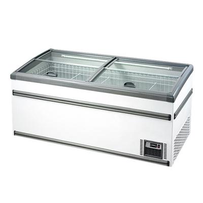 China Commercial Horizontal Double-Layer Storage Freezer Island Cabinet Freezer for sale
