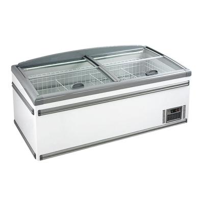 China Commercial Horizontal Double-Layer Storage Freezer Island Cabinet Freezer for sale