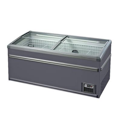 China Commercial Horizontal Double-Layer Storage Freezer Island Cabinet Freezer for sale