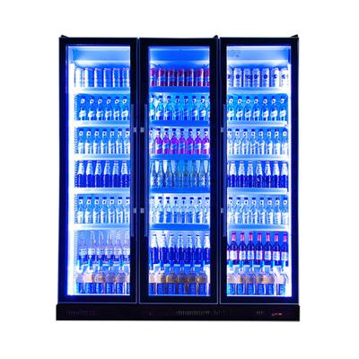 China 1154L Three Door Colorful Store Beverage Storage Display Refrigerator for sale