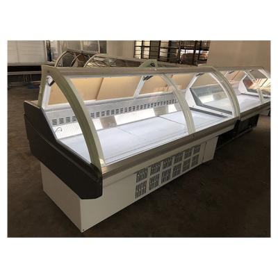 China Large Commercial Stainless Steel Transparent Glass Cooked Food Storage Display Cooked Food Freezer for sale