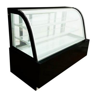 中国 カーブド/右角透明ガラス ステンレス鋼素材 多用棚のケーキ冷蔵庫 販売のため