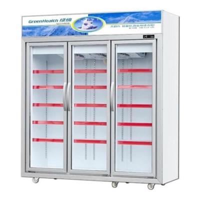 China Supermarket / Store With Three Glass Doors Equipped With Unit Freezing Display Refrigerators for sale