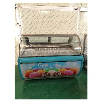 China Factory Direct Sales Curved Glass 16 Tray Cake Refrigerated Display Freezer for sale