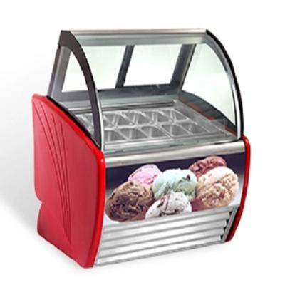 Cina Freezer espositore per gelati in acciaio inox con vetro curvo integrato in vendita