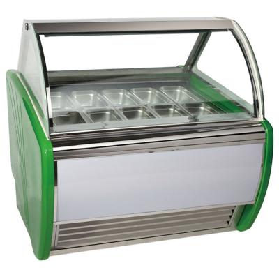Cina Freezer espositore per gelati in acciaio inox con vetro curvo integrato in vendita