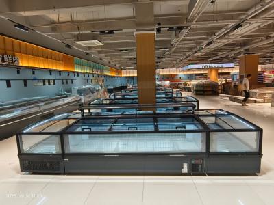 China Supermarket Island Freezer Panoramic Glass Freezer Auto-Defrost Island Freezer With LED Lighting for sale
