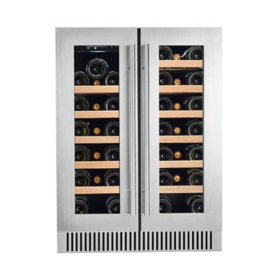 China Factory Direct Sales 68 Bottles Oak Laminated Red Wine Refrigerated Display Red Wine Freezer for sale