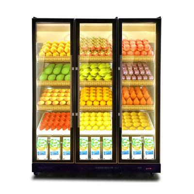 Commercial Three Glass Doors Multiple LED Lights Beverage Refrigeration Display Freezer