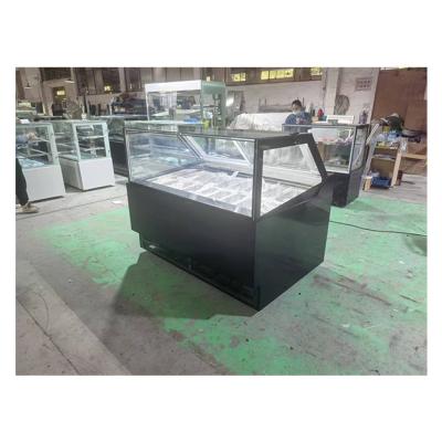 China Commercial Curved Glass Multi Plate Ice Cream Refrigerated Display Freezer for sale