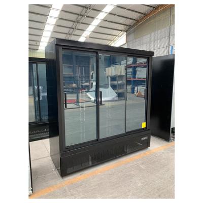 China Push Pull Type Multiple Glass Doors Supermarket Commercial Black Bottom Unit Refrigeration Display Freezer Refrigerator for sale