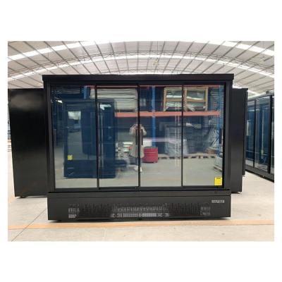 China Push Pull Type Multiple Glass Doors Supermarket Commercial Black Bottom Unit Refrigeration Display Freezer Refrigerator for sale