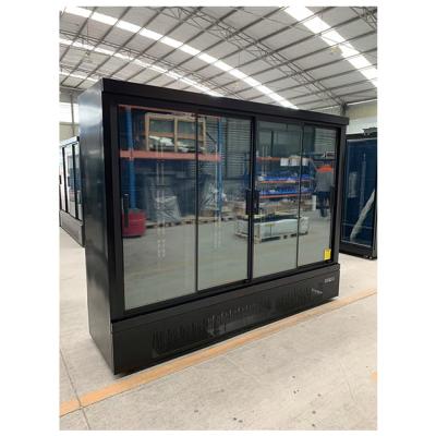 China Push Pull Type Multiple Glass Doors Supermarket Commercial Black Bottom Unit Refrigeration Display Freezer Refrigerator for sale