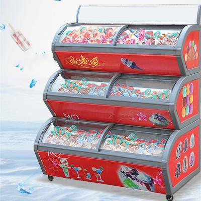 China 3 Tiers Ice Cream Display Freezer With LED Lighting For frozen treats business for sale