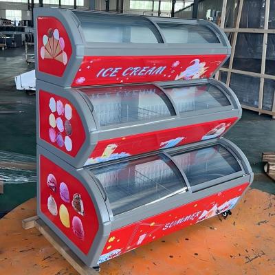 China 3 Tiers Ice Cream Display Freezer With LED Lighting For frozen treats business for sale
