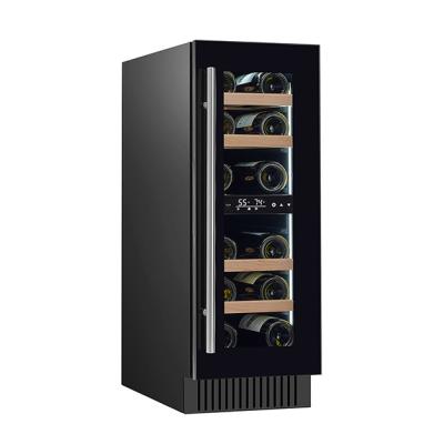 China 68 Bottles Capacity Dual Temperature Zones Wood Shelving Material Wine Display Cooler for sale