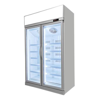 China Food Freezing Display Freezer With Two Glass Doors On The Upper Unit for sale