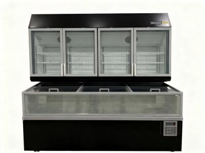 China Convertible Layout Combined Fridge Freezer R290 Plug-in Refrigeration Unit with LED Lighting for sale
