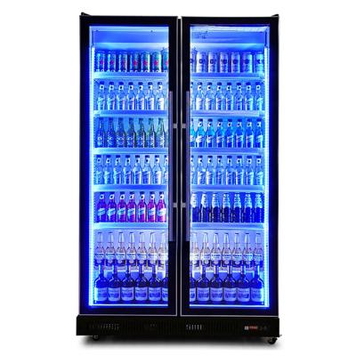China Two Stylish And High-End Glass Doors With Adjustable Multiple LED Lights For Beverage Refrigeration Freezer for sale