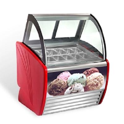 China Store Curved Glass Multi Plate Ice Cream Refrigerated Storage Display Freezer for sale