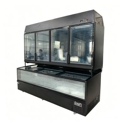 China Commercial Island Display Cabinet Top Refrigeration Bottom Freezing For Supermarkets for sale
