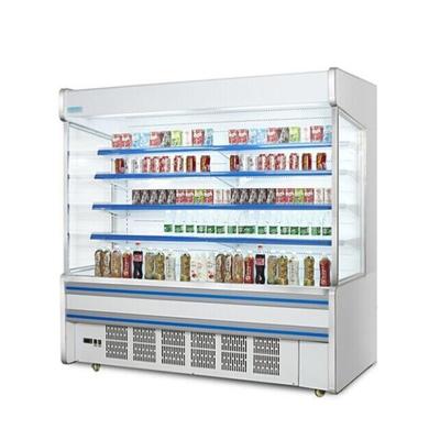 China 5 Layer Shelf Open Display Chiller with Built-in Unit and Stainless Steel Construction for Supermarkets for sale