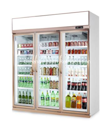 China Commercial 3 4 Doors Beverage Display Refrigerator With 680mm Depth for sale