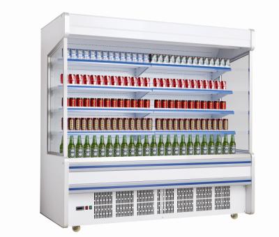 China supermarket air curtain cabinet, multideck open top display chiller, fruit and vegetable open top display cooler for sale
