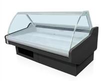 중국 슈퍼마켓은 유리제 샌드위치 가게 냉각장치 진열장 빨강/백색/검정 색깔을 구부렸습니다 판매용