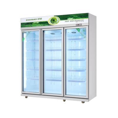 China Large Capacity Glass Door Commercial Beverage Cooler Round Interior Corners For Easy Cleaning for sale
