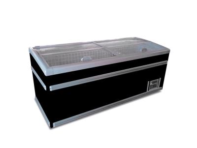 China Supermarket Commercial Island Freezer / Sliding Glass Curved Lid Chest Combined Island Fridge for sale