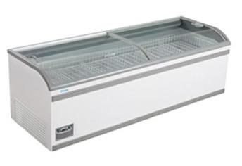 China Top Glass Sliding Door Mobile Deep Chest Freezer Single Temperature for sale