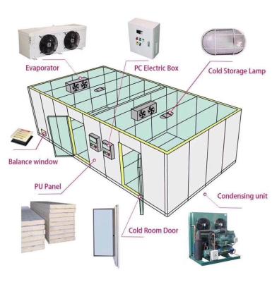 China PU Panel Blast Freezing Insulation Cold Storage Room For Drinks And Live Sea Foods for sale