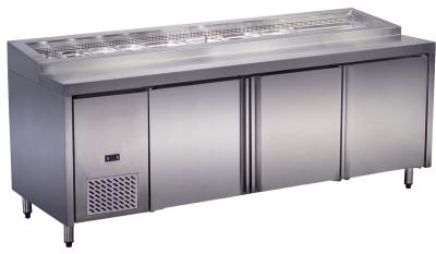 China Saladbar 3 Doors Preparation Workbenches Under Counter Freezer wooden frame for sale