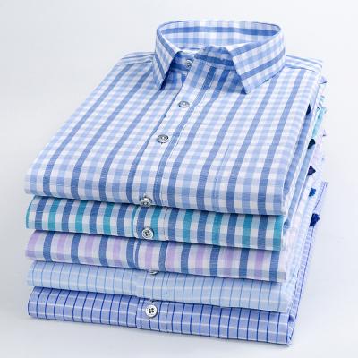 China Wholesale Men's Non-Iron Plaid Shirt Long Sleeve Viable Men's Shirt Business Shirt Youth Casual Outerwear Cardigan Non-Ironing Custom for sale
