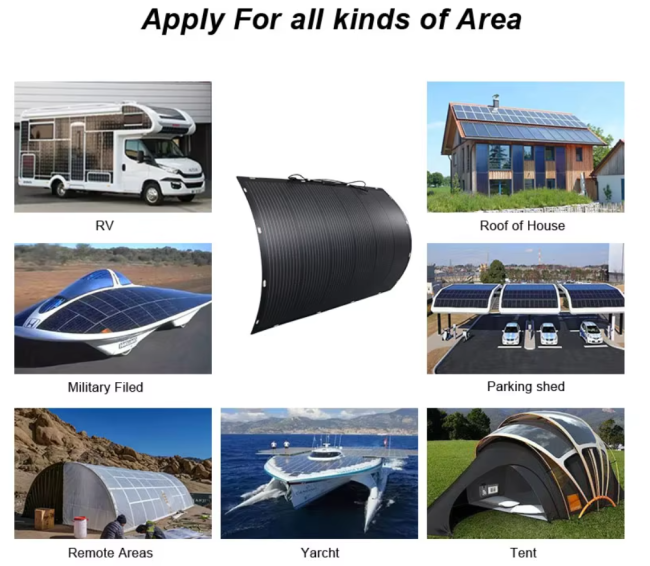 Popular Travelling Housing Photovoltaic Flexible Solar Panel ETFE Thin Film 100W 210W Flexible Solar Panels 4