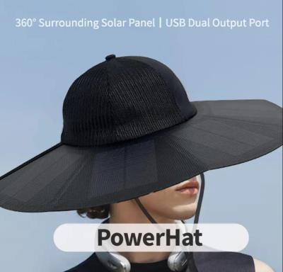 China Solar Sunshade and power storage Power Hat new Foldable Portable Rechargeable Solar Hat for sale