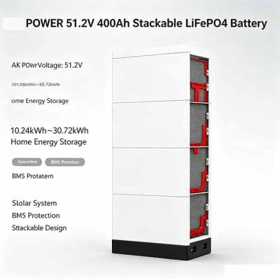 China 51.2V Stackable LiFePO4 Battery 10.24kWh–30.72kWh | Home Solar Energy Storage 10-Year Warranty for sale