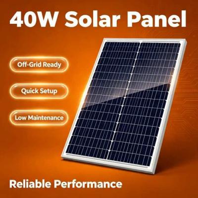 China Compact 40W Monocrystalline PV Panel IP67 Junction Box For 12 Volt Battery Charging for sale